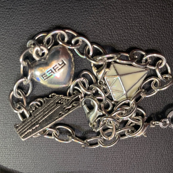 Effy | Jewelry | Effy Silver Bracelet With Heart And Geometric Charms ...